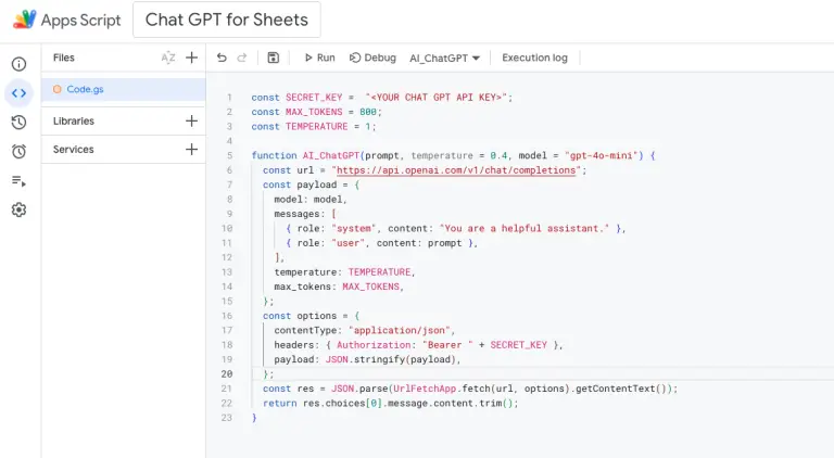 ChatGPT API to Google Sheets with Google Apps Script - JC Chouinard
