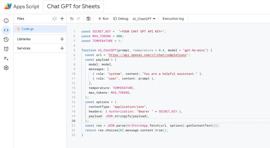 ChatGPT API to Google Sheets with Google Apps Script - JC Chouinard
